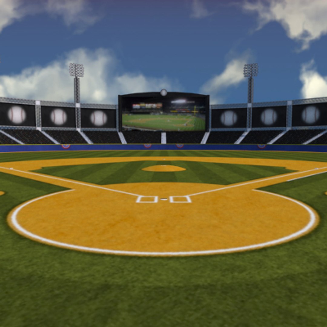 3ds max complete baseball stadium bases