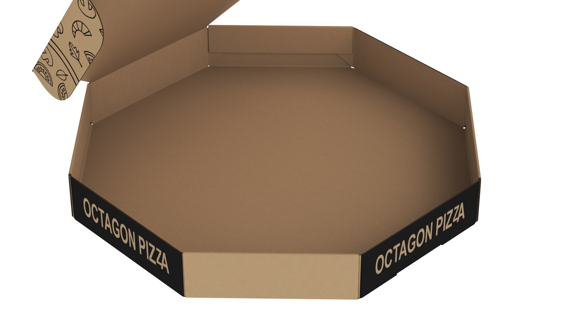 3D Craft Paper Pizza Box Octagonal Rigged For Cinema 4D Model ...