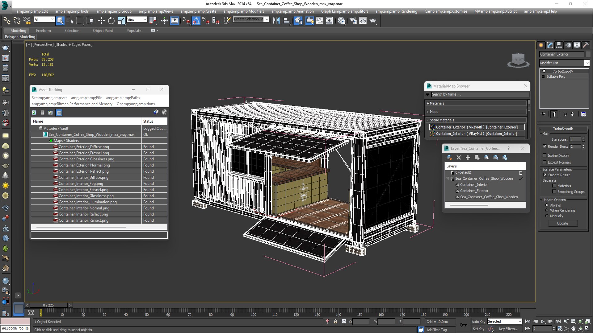 3D Sea Container Coffee Shop Wooden model - TurboSquid 2156933