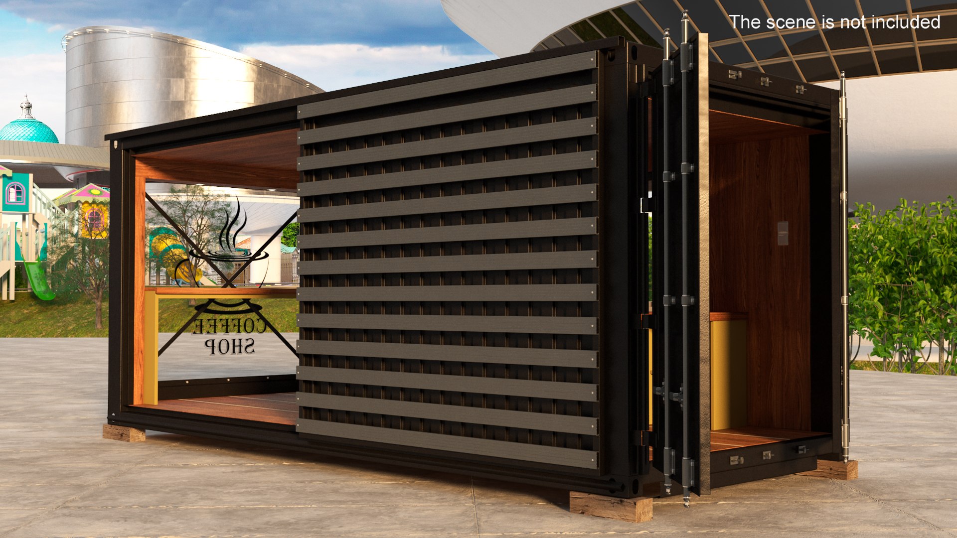 3D Sea Container Coffee Shop Wooden model - TurboSquid 2156933