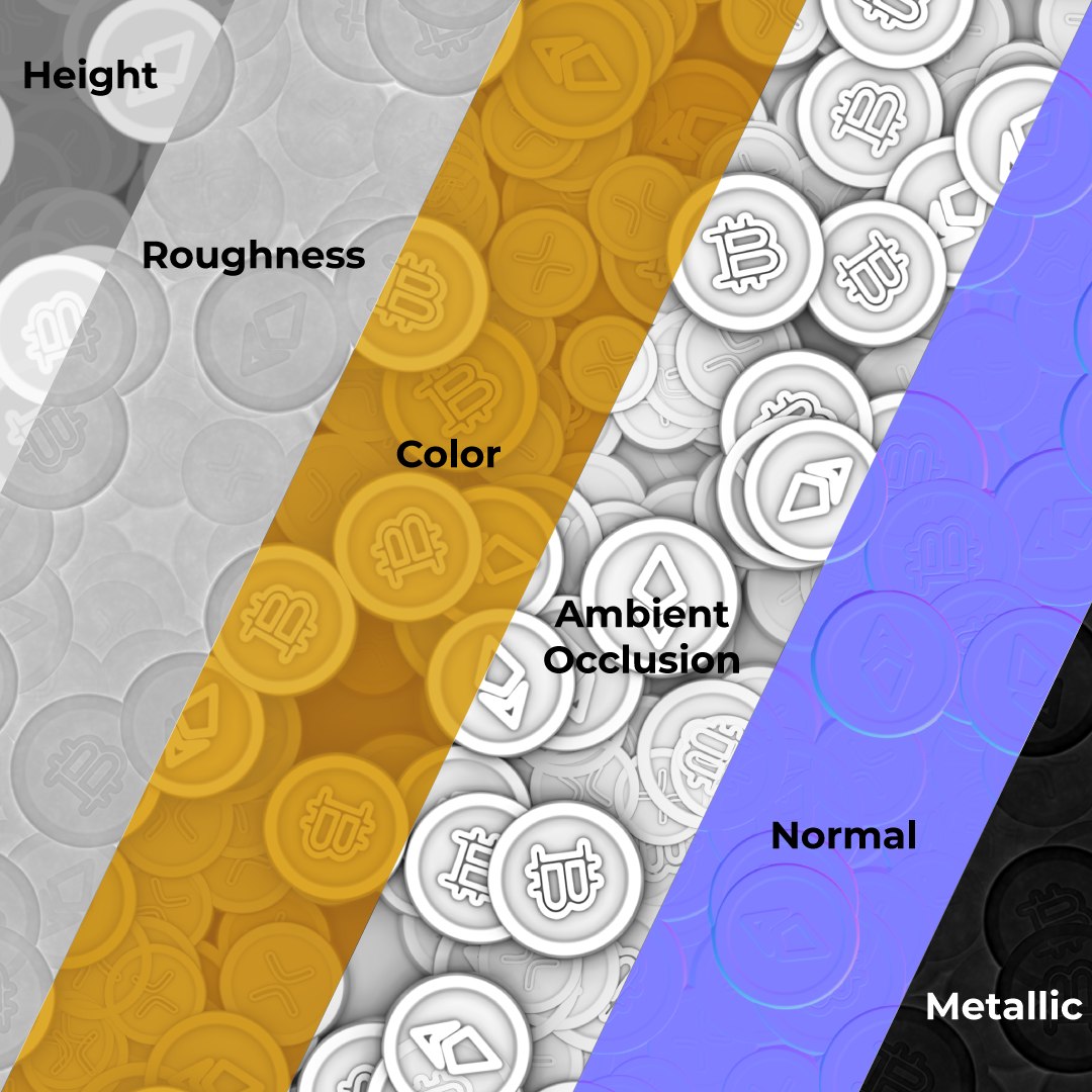 3D Cryptocurrency Coins Texture Stylized PBR Texture - TurboSquid 1782978