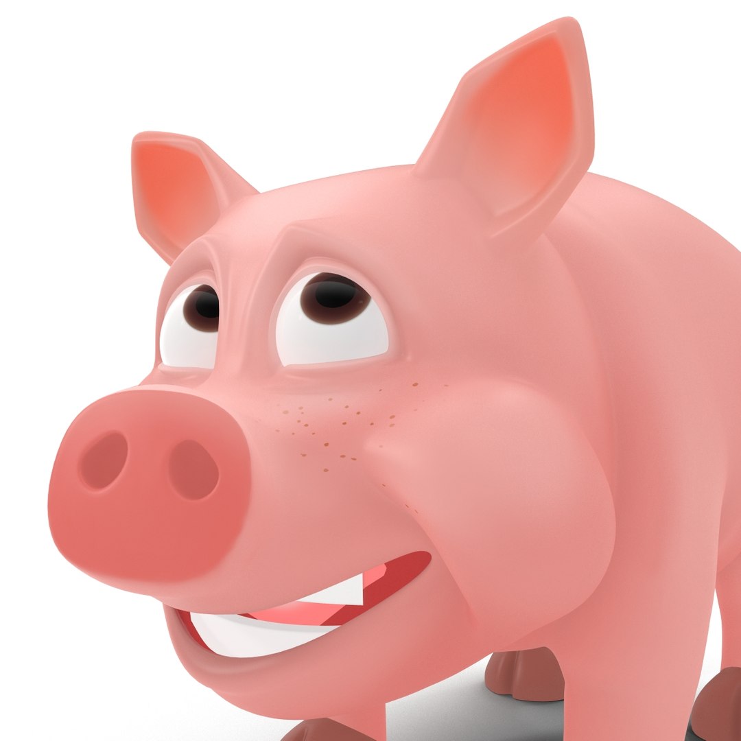 Cartoon Pig Rigged 3d Model