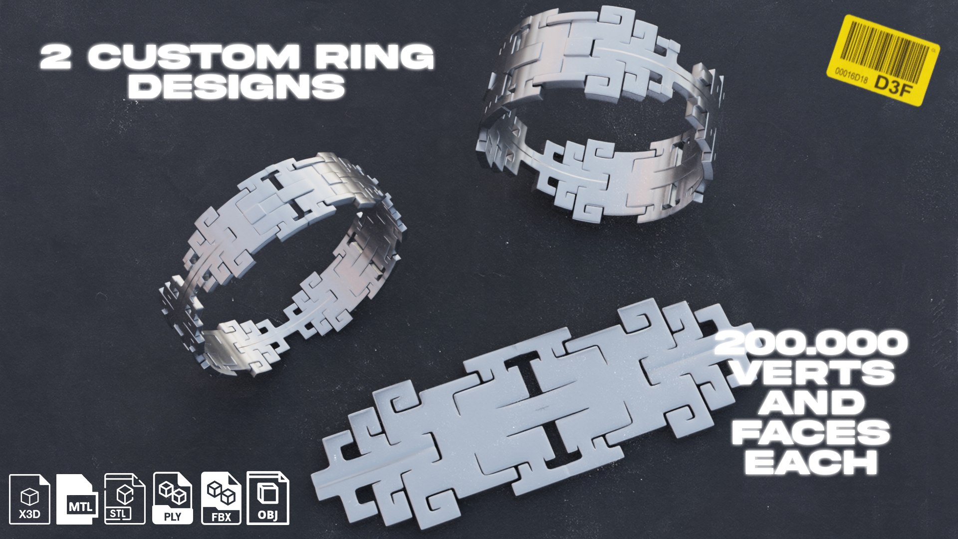 2 Custom Ring Designs 3D - TurboSquid 1985191