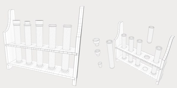 3d model test tubes rack