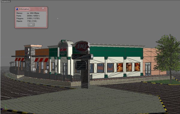 fast food restaurant building 3d c4d