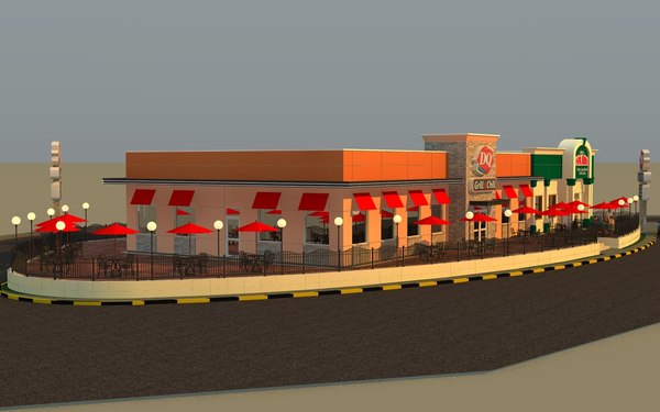 fast food restaurant building 3d c4d