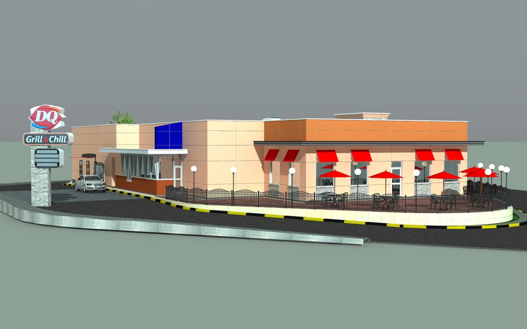 Fast Food Restaurant Building 3d C4d