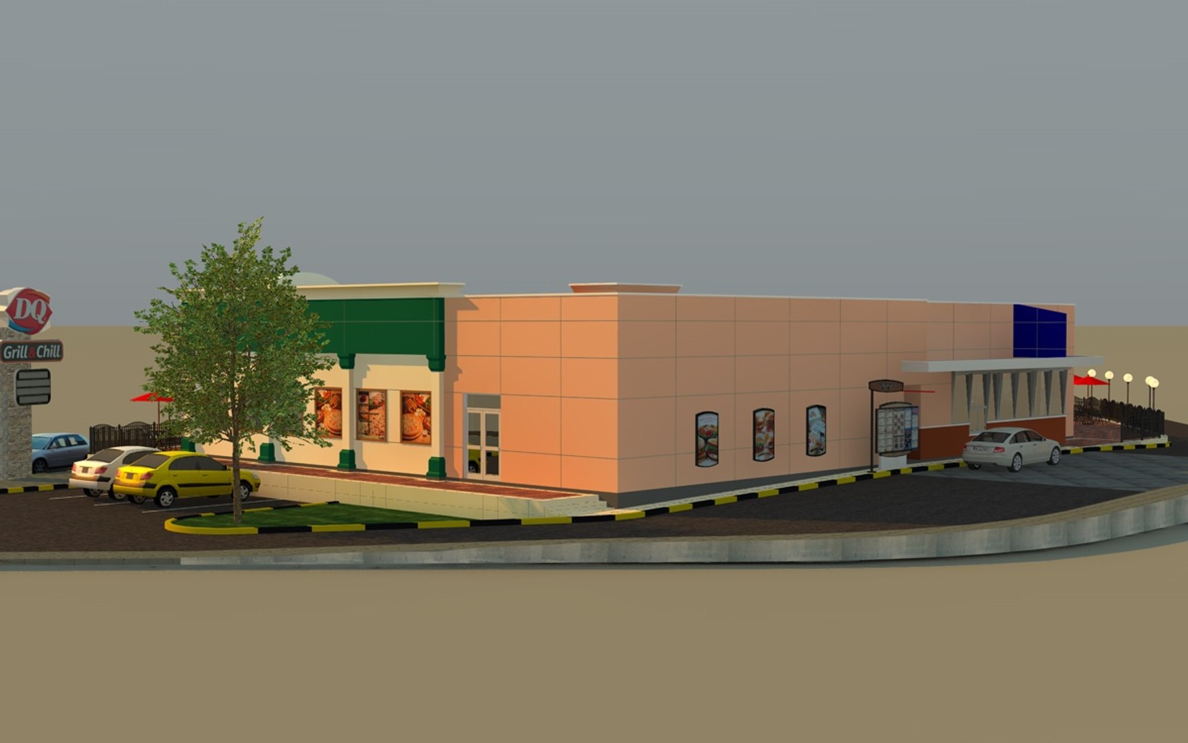 Fast Food Restaurant Building 3d C4d
