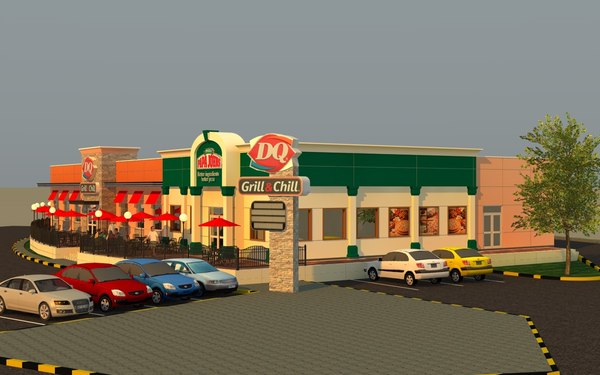 fast food restaurant building 3d c4d