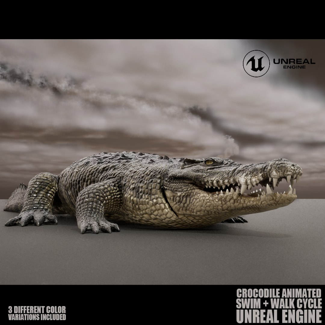 3D Crocodile Animated UNREAL Project Model - TurboSquid 2275358