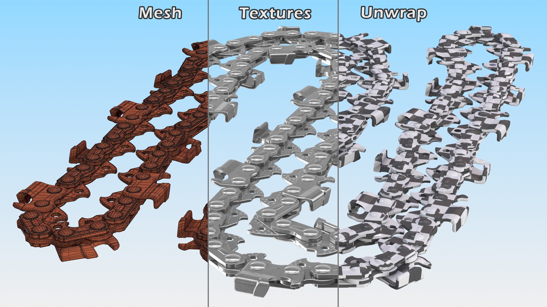 Steel Chain for Chainsaw Folded 3D model - TurboSquid 1883218