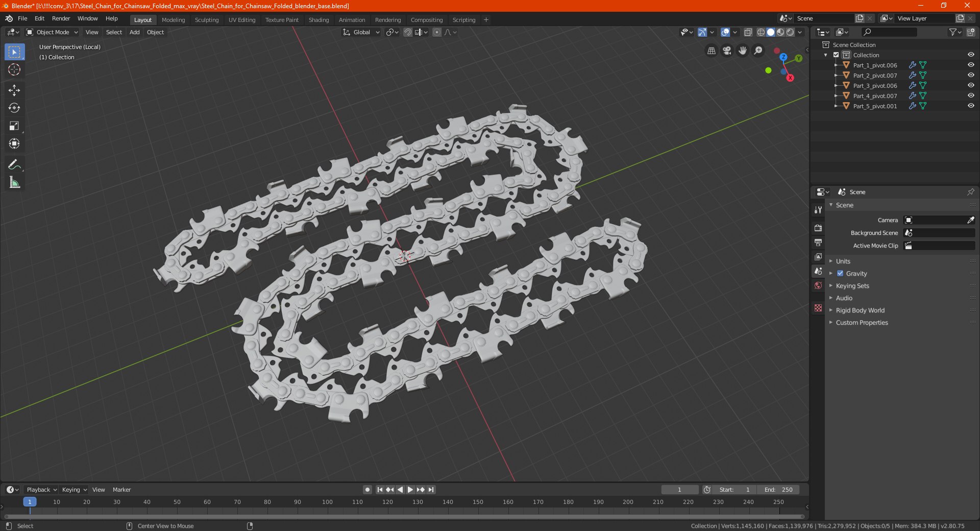 Steel Chain for Chainsaw Folded 3D model - TurboSquid 1883218