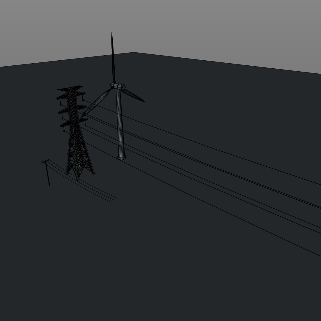 3D Wind Turbine Power Lines Model - TurboSquid 1324387