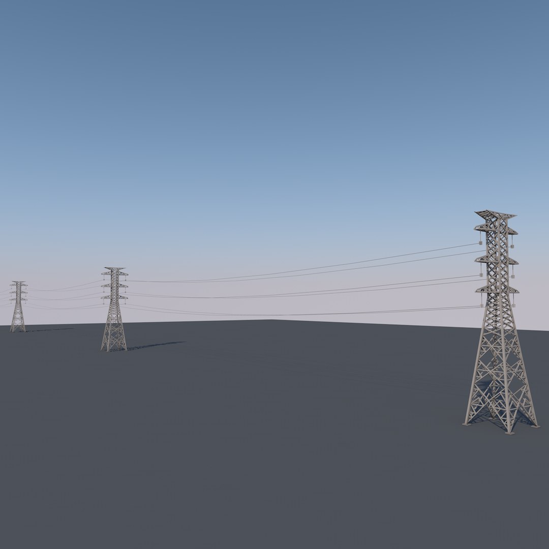 3D Wind Turbine Power Lines Model - TurboSquid 1324387