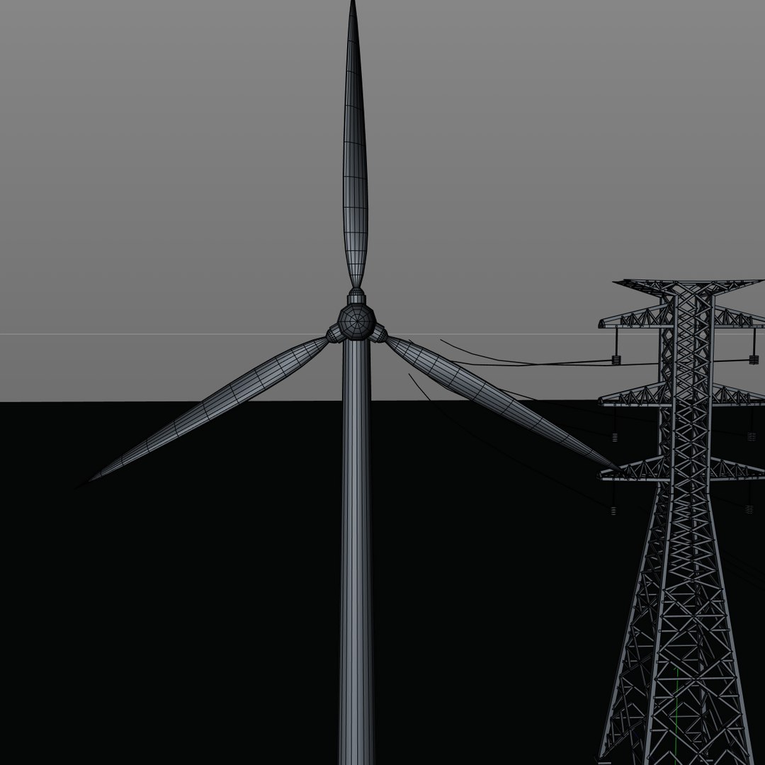 3D Wind Turbine Power Lines Model - TurboSquid 1324387