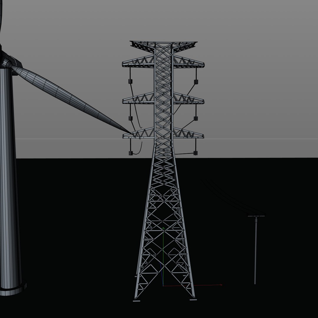 3D Wind Turbine Power Lines Model - TurboSquid 1324387