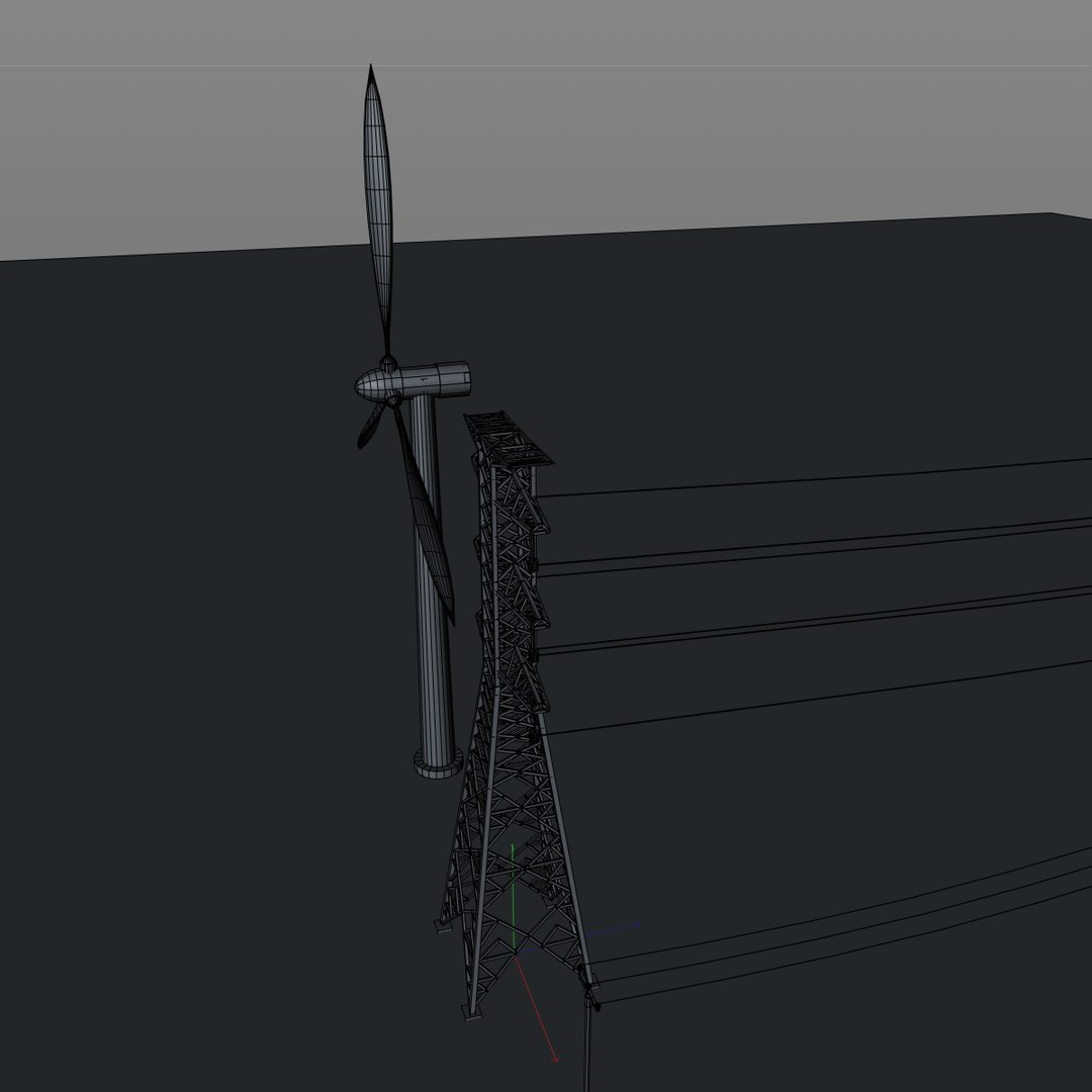 3D Wind Turbine Power Lines Model - TurboSquid 1324387