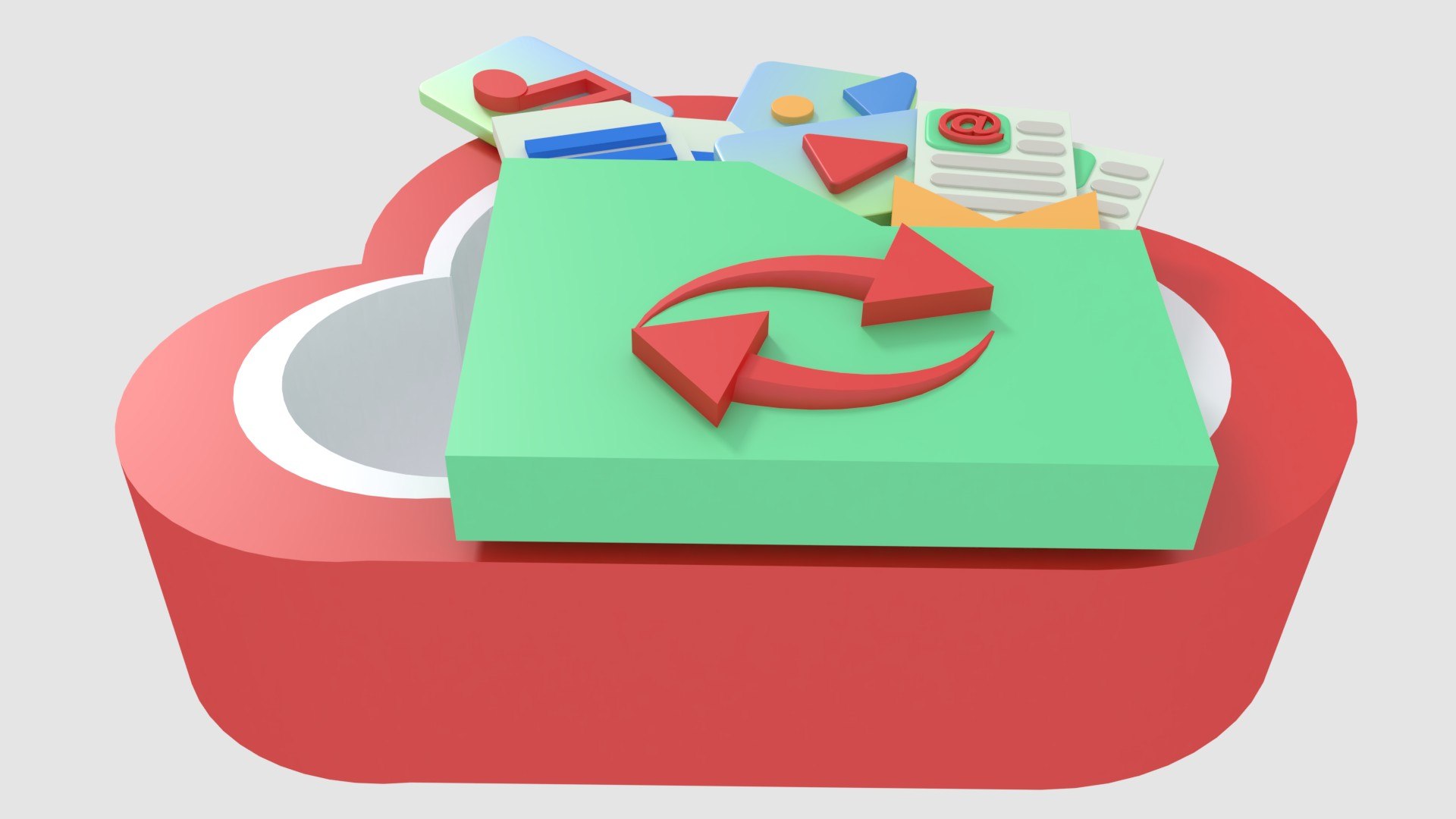 Cloud Storage With Folders And Various Files Inside 3D Model ...