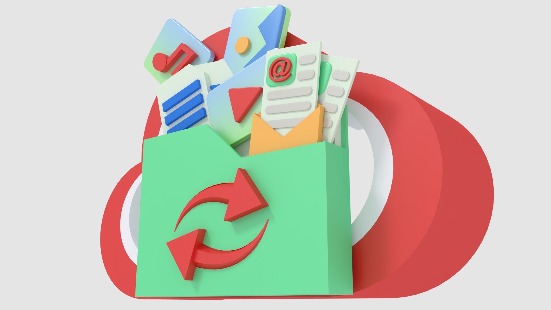 Cloud Storage With Folders And Various Files Inside 3D Model ...