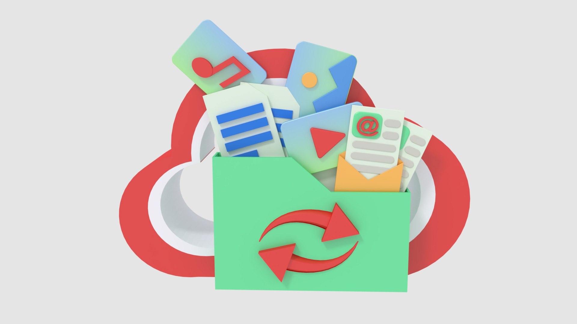Cloud Storage With Folders And Various Files Inside 3D Model ...