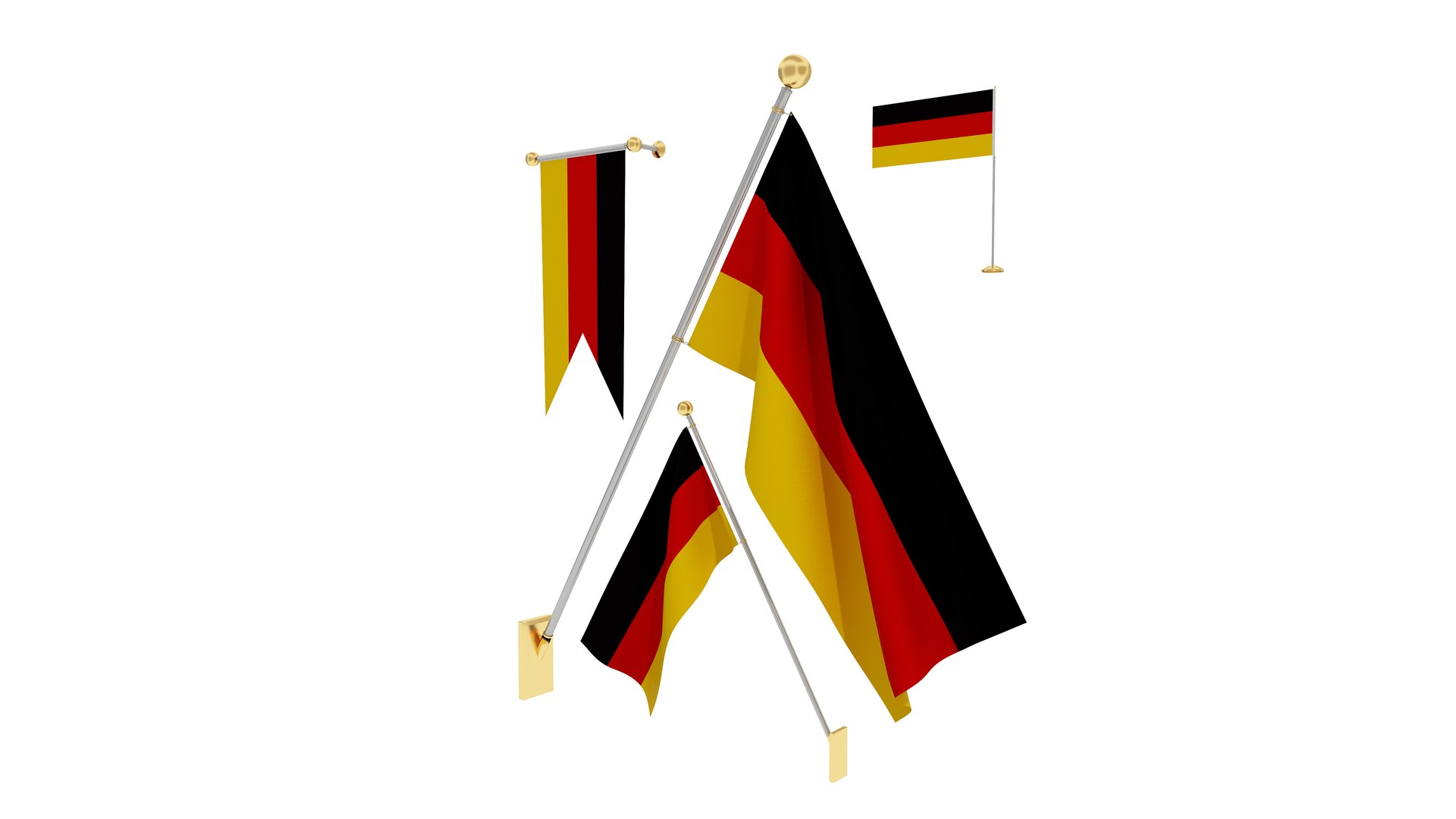 3D Germany Flag Set Model - TurboSquid 2399133