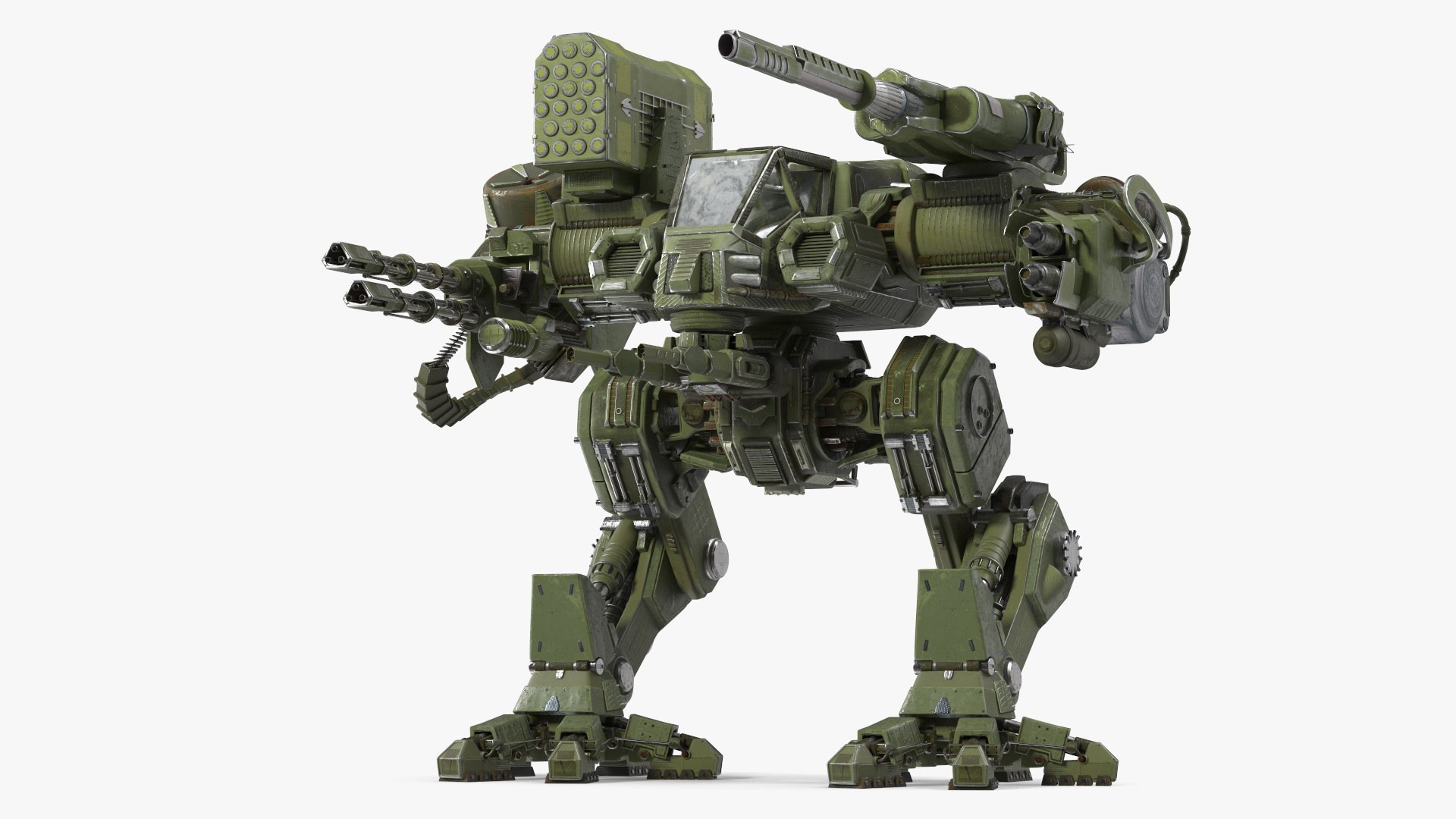 3D Massive Walking Mech Green Old - TurboSquid 2162002