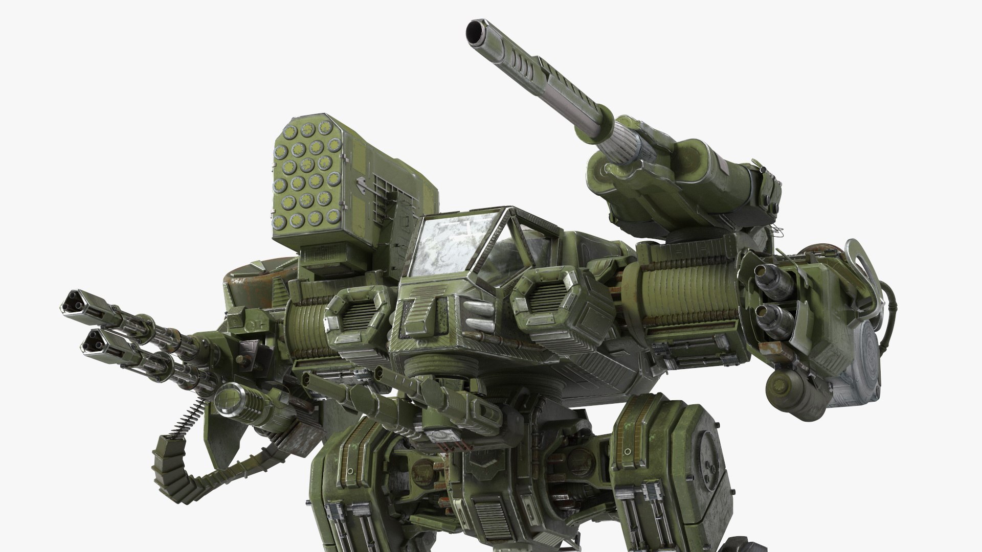3D Massive Walking Mech Green Old - TurboSquid 2162002