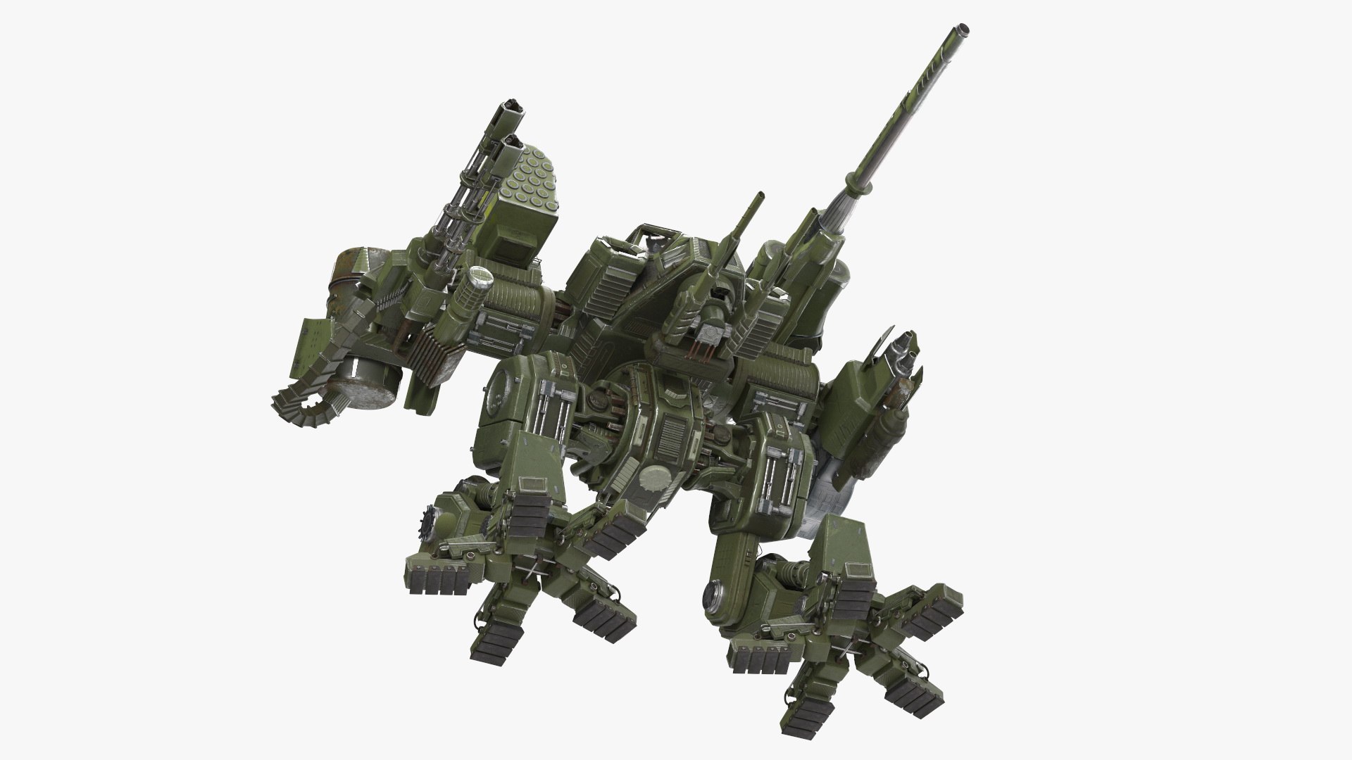 3D Massive Walking Mech Green Old - TurboSquid 2162002