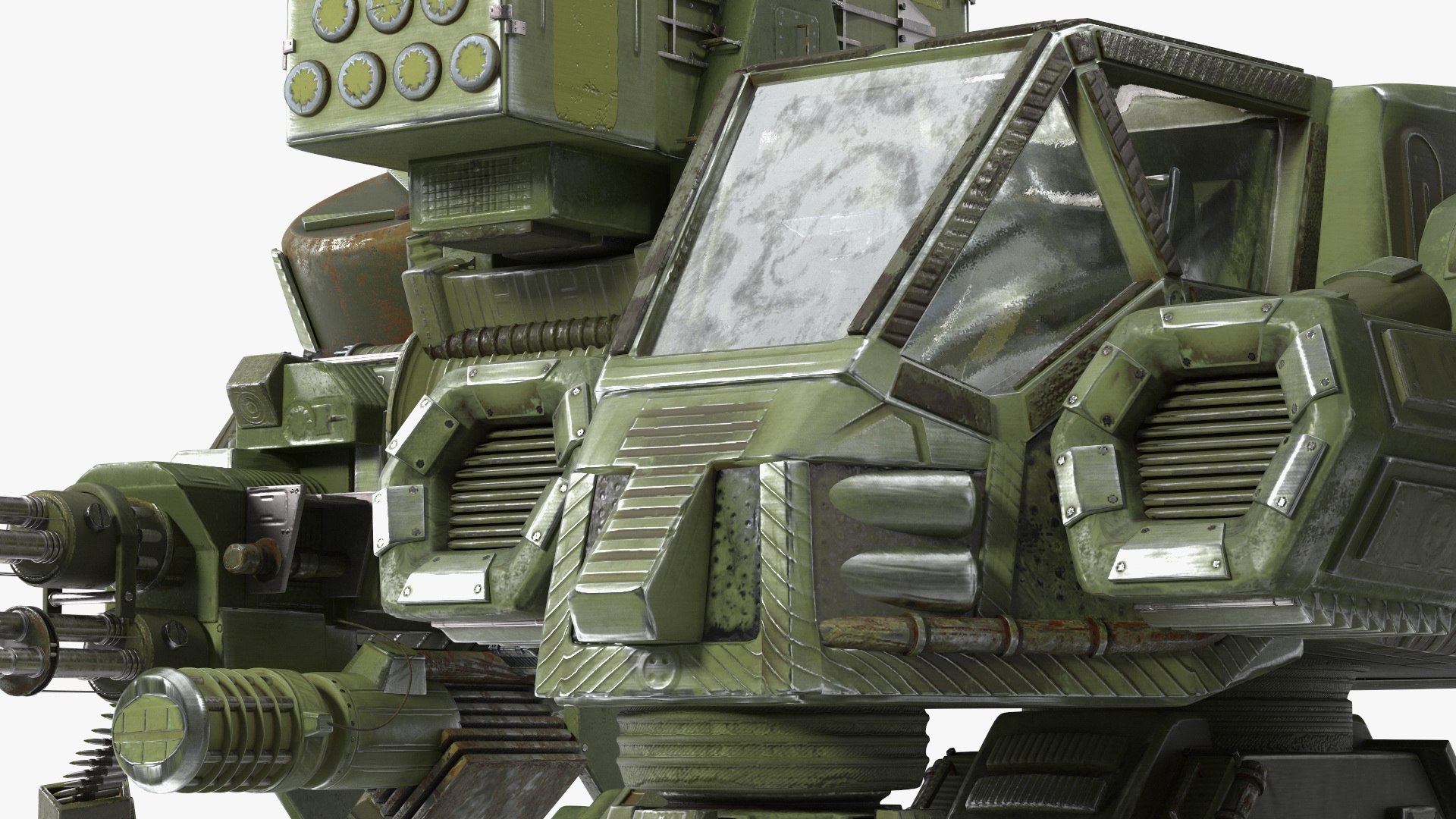 3D Massive Walking Mech Green Old - TurboSquid 2162002