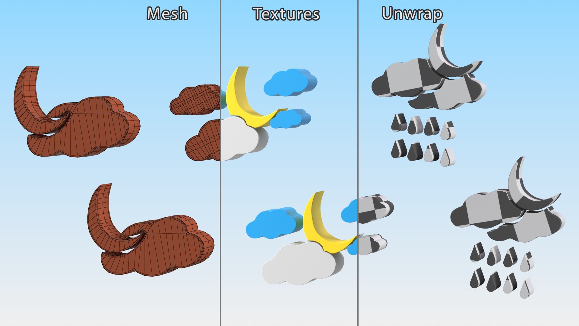 3D Meteorology Symbols With Moon Set - TurboSquid 2086164