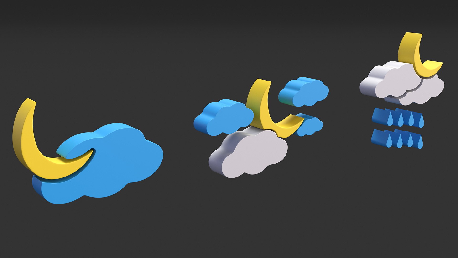 3D Meteorology Symbols With Moon Set - TurboSquid 2086164