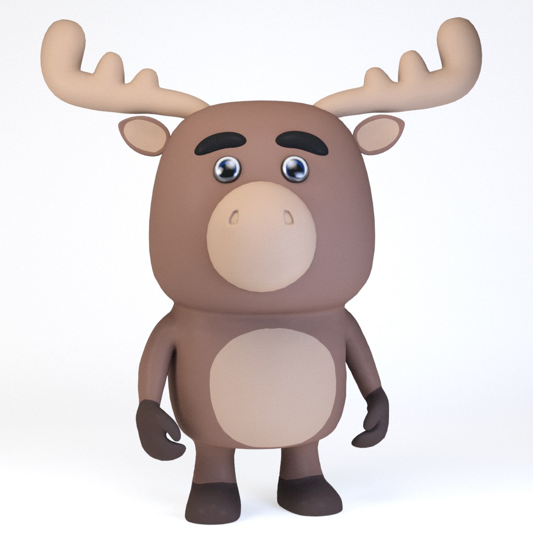 3D Model Cartoonish Humanoid Moose Character - TurboSquid 2250853