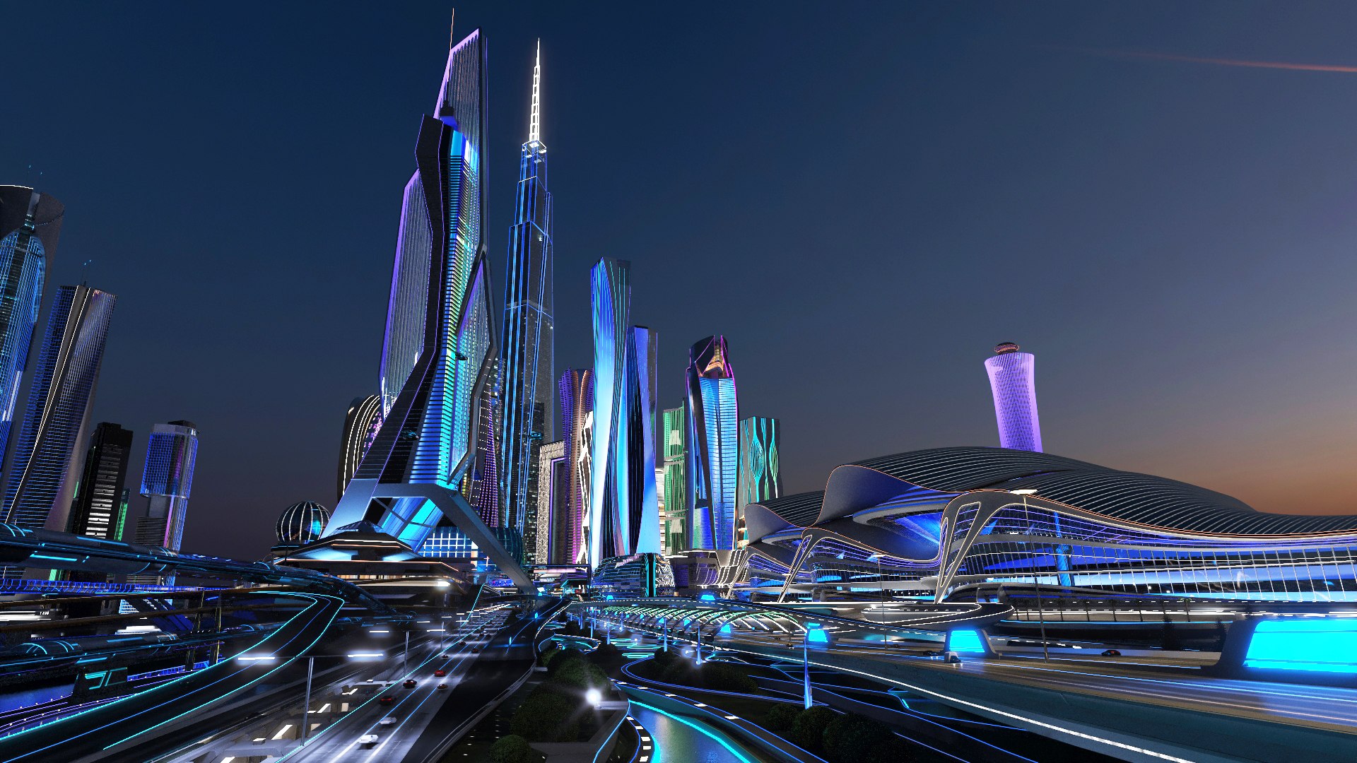 3D Future City Next Night model - TurboSquid 1740914