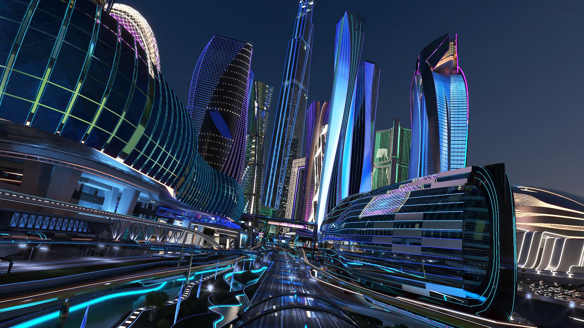 3D Future City Next Night model - TurboSquid 1740914