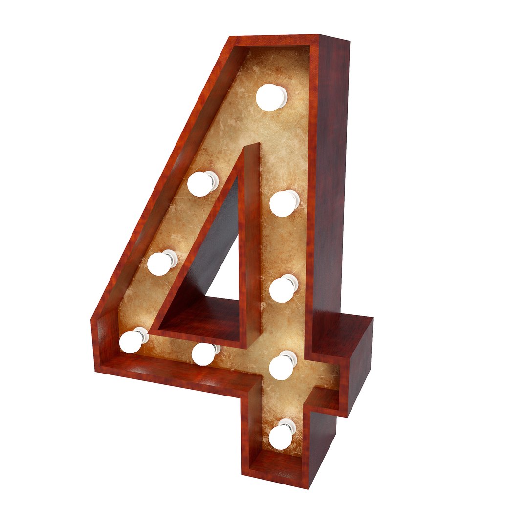 3D Model Marquee Number Four Wooden Led Glow Sign 3dmodel - TurboSquid ...