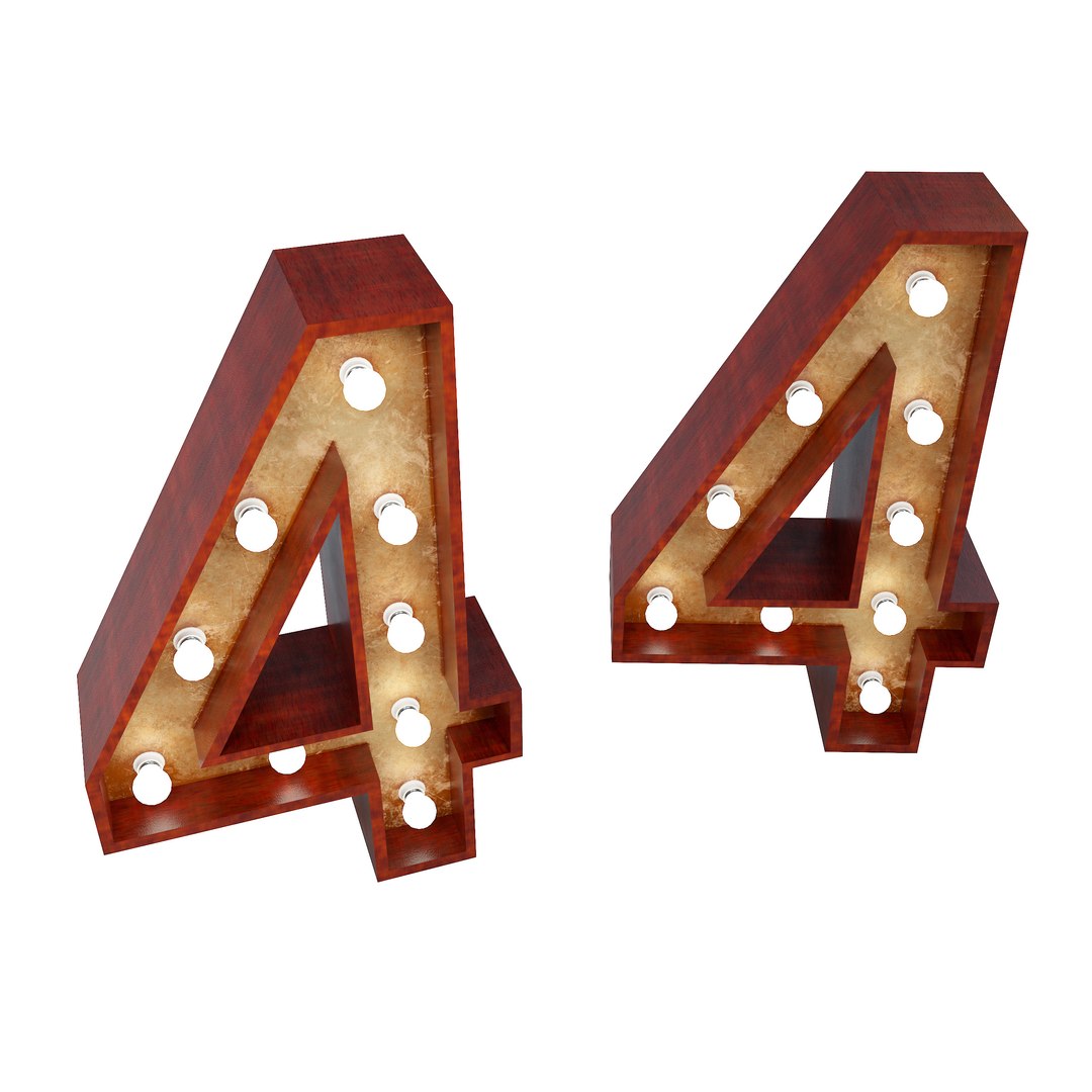 3D Model Marquee Number Four Wooden Led Glow Sign 3dmodel - TurboSquid ...