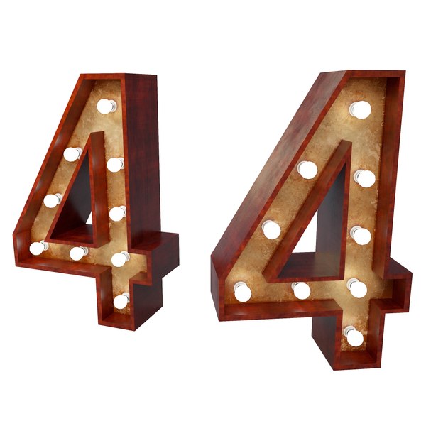 3D model Marquee number four wooden led glow sign 3dmodel - TurboSquid ...