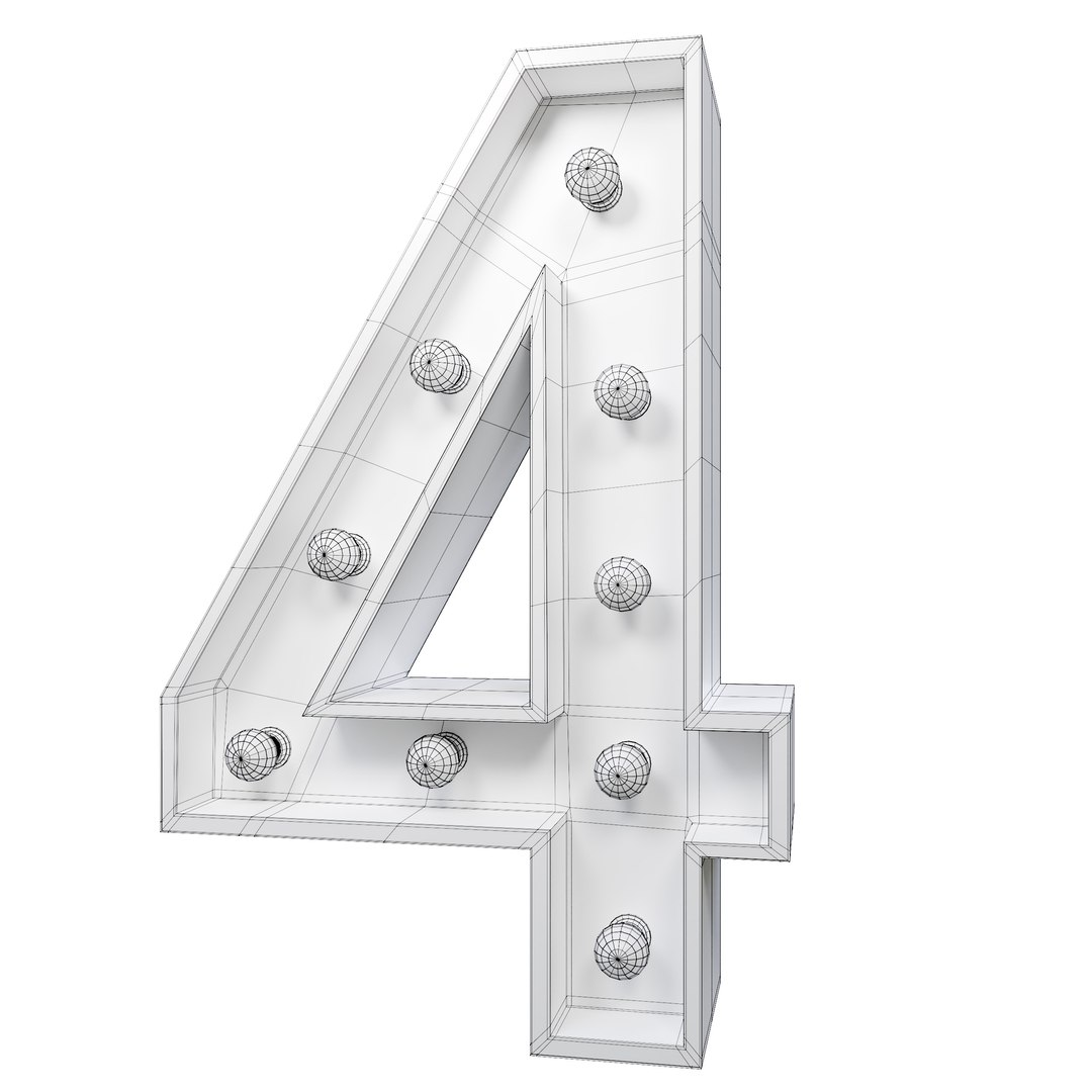 3D Model Marquee Number Four Wooden Led Glow Sign 3dmodel - TurboSquid ...
