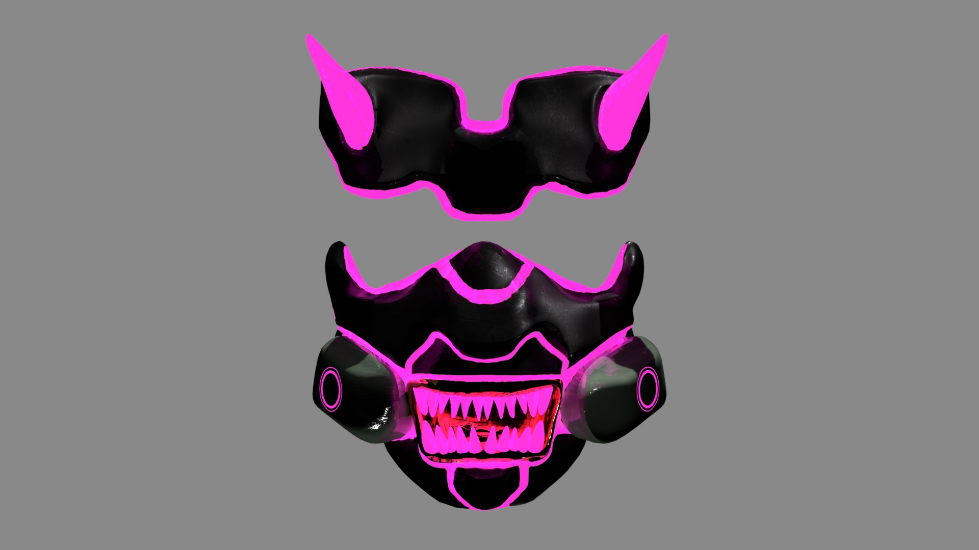 Neon-Black Cyberpunk Oni-mask 3D - TurboSquid 2158580