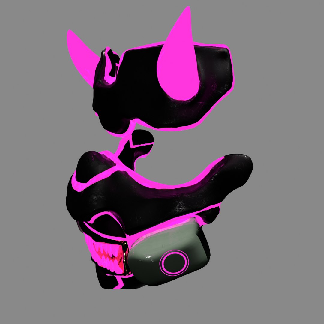 Neon-Black Cyberpunk Oni-mask 3D - TurboSquid 2158580