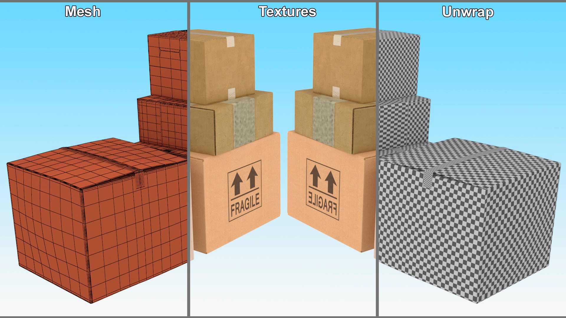 Stacked Cardboard Boxes 3D model - TurboSquid 2153021