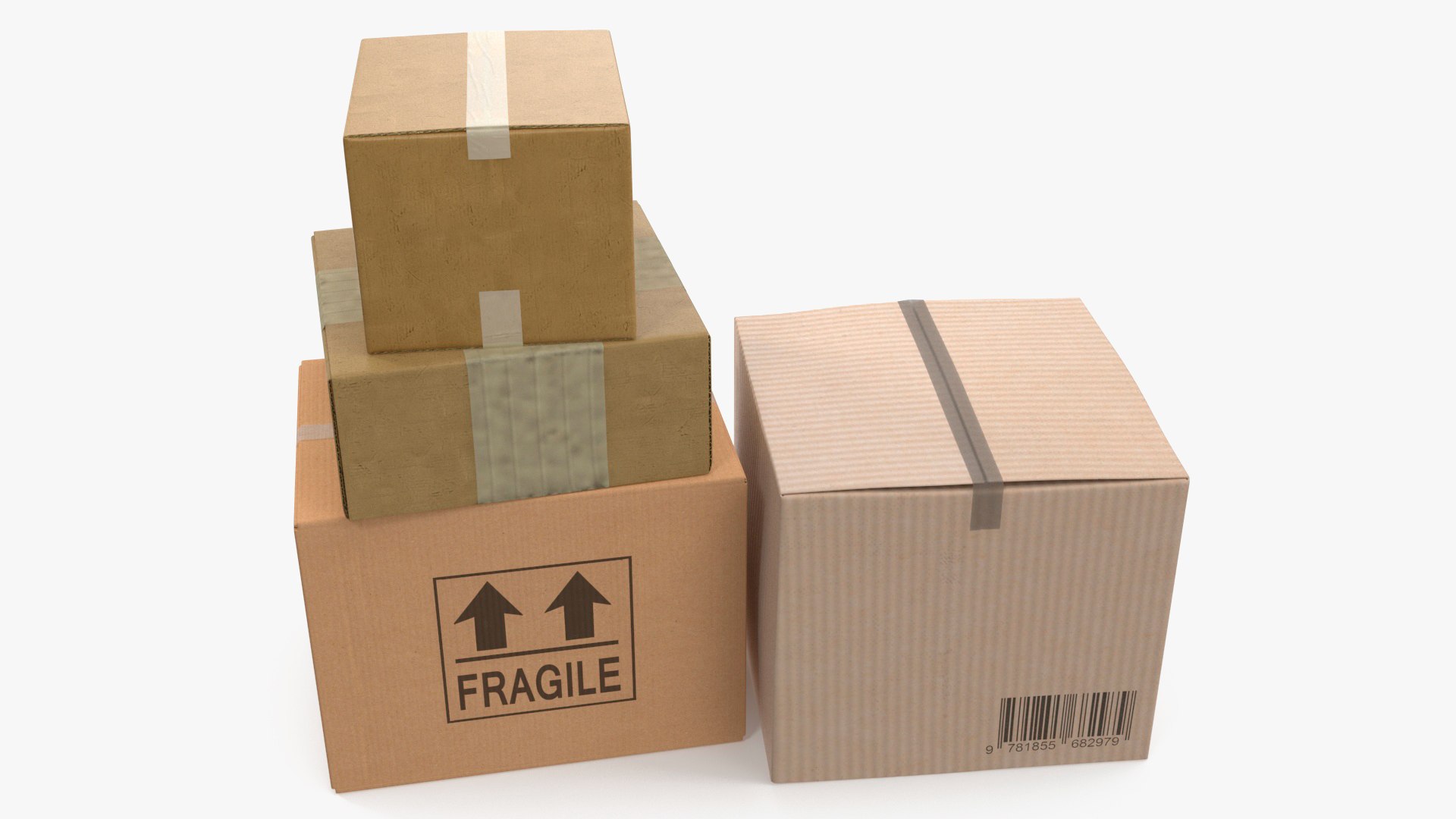 Stacked Cardboard Boxes 3D Model - TurboSquid 2153021