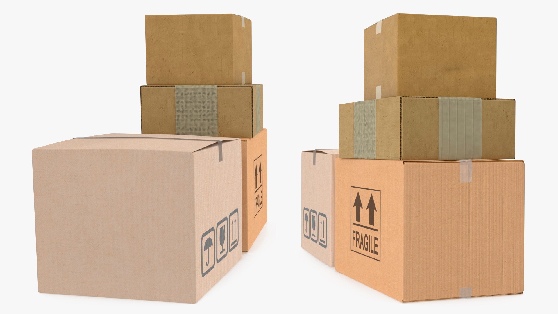 Stacked Cardboard Boxes 3D Model - TurboSquid 2153021