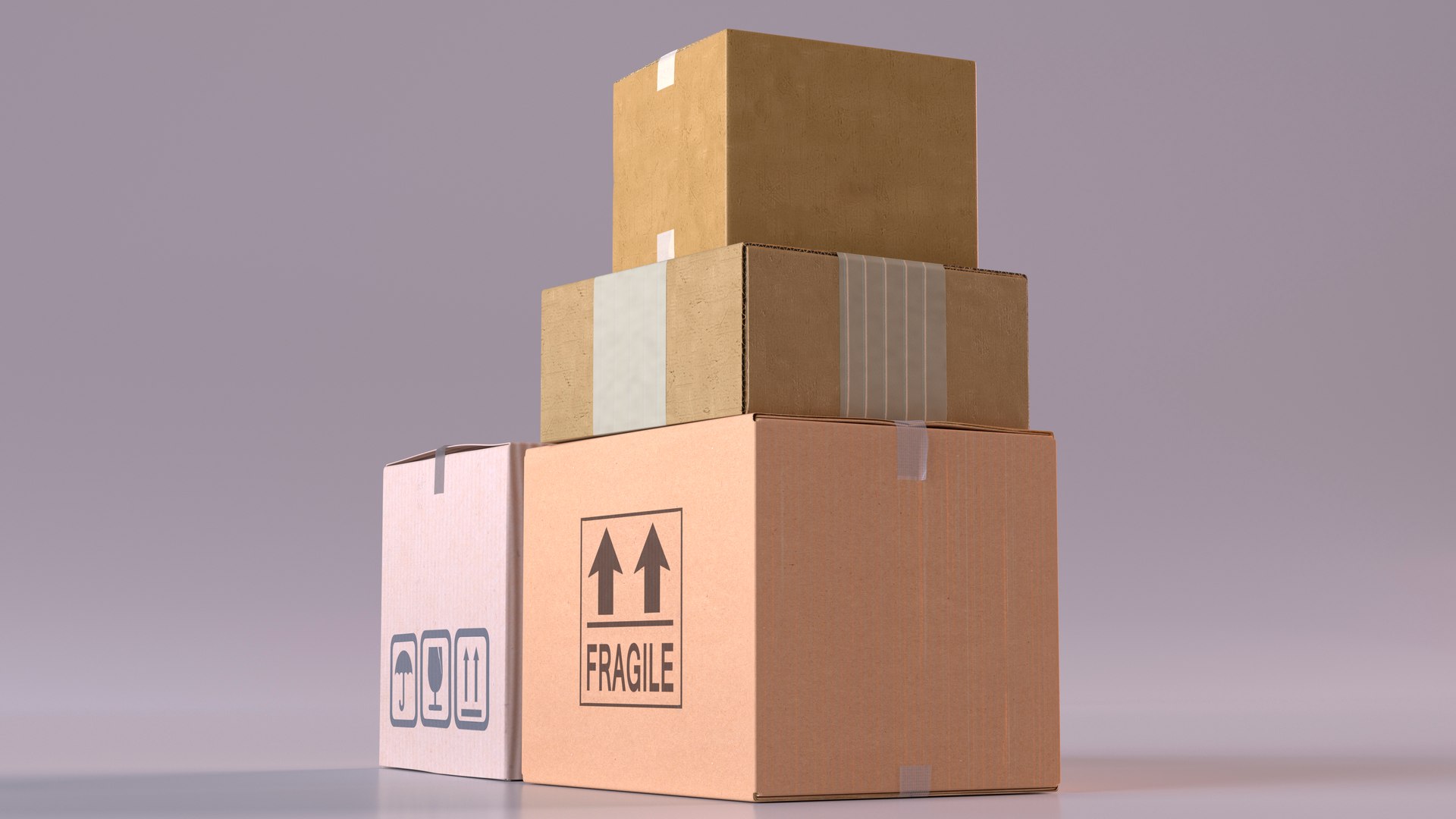 Stacked Cardboard Boxes 3D Model - TurboSquid 2153021