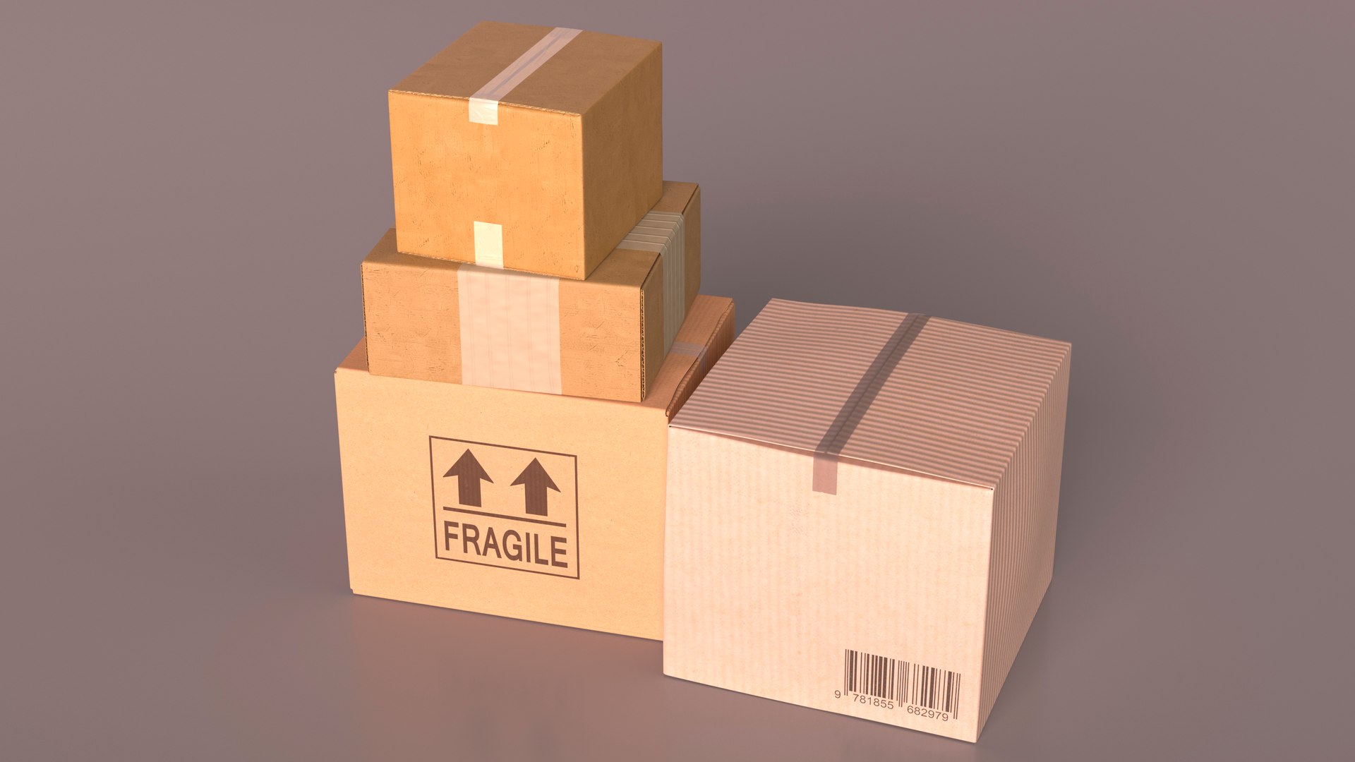 Stacked Cardboard Boxes 3D Model - TurboSquid 2153021