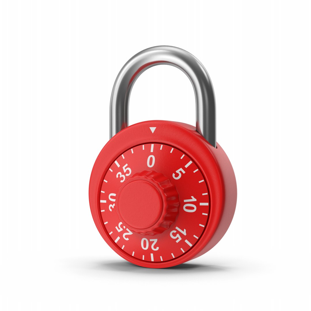 3D Red Combination Round Padlock Model - TurboSquid 2140142
