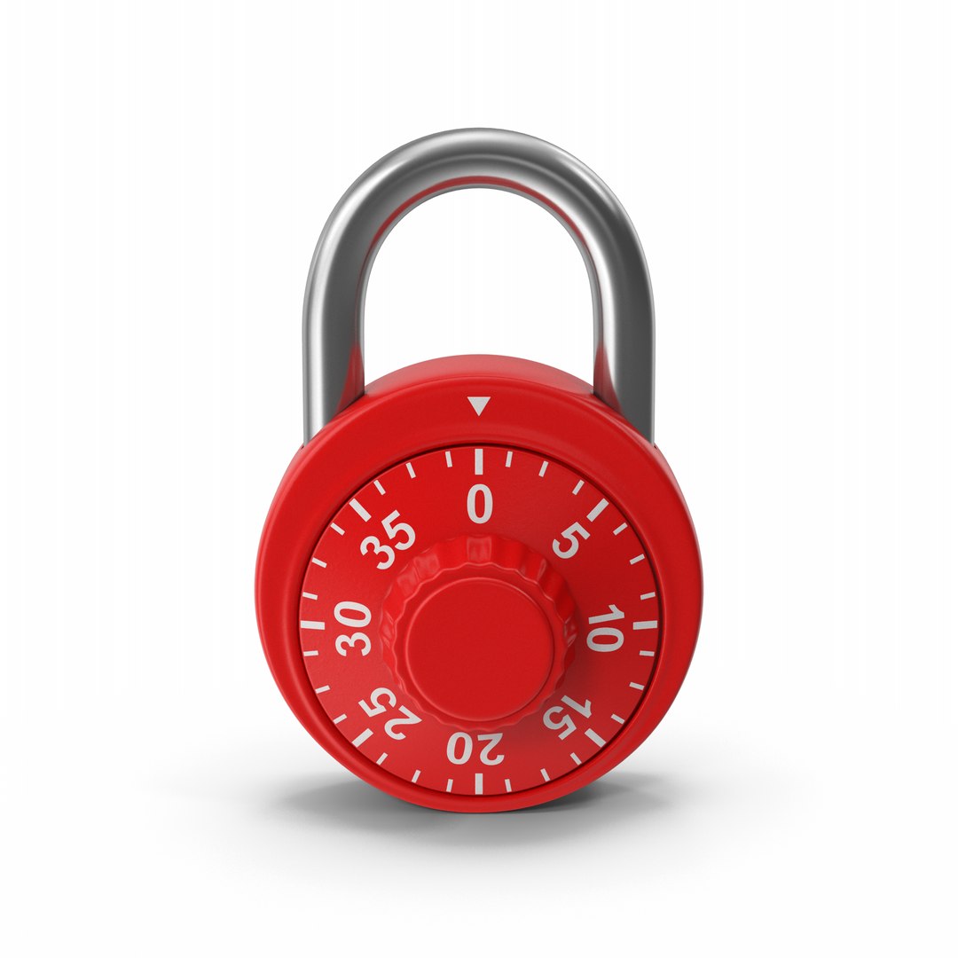 3D Red Combination Round Padlock Model - TurboSquid 2140142