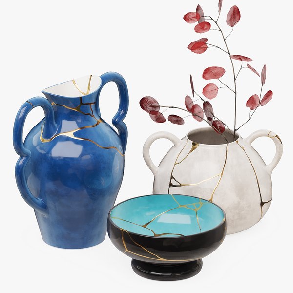 modelo 3d Conjunto de jarrones Kintsugi - TurboSquid 2196154