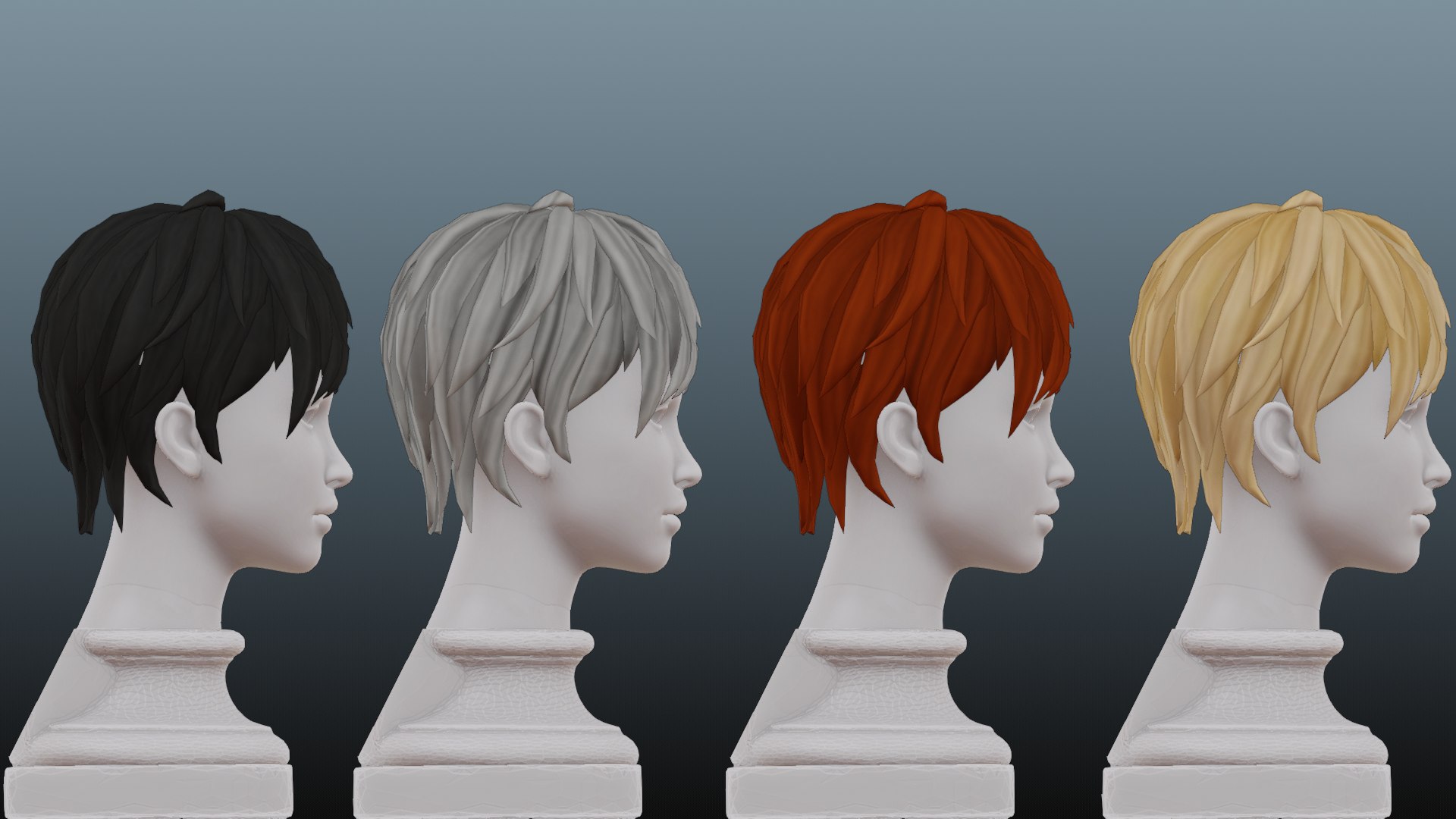 Male Hair 4 Colors 3D Model - TurboSquid 2210856