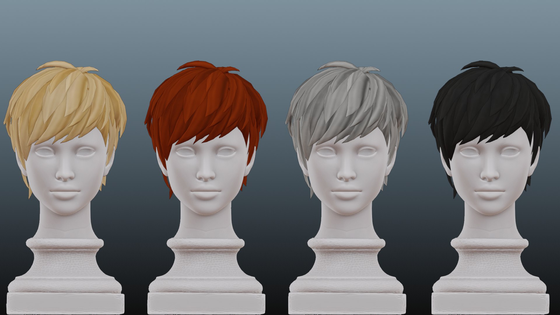 Male Hair 4 Colors 3D Model - TurboSquid 2210856